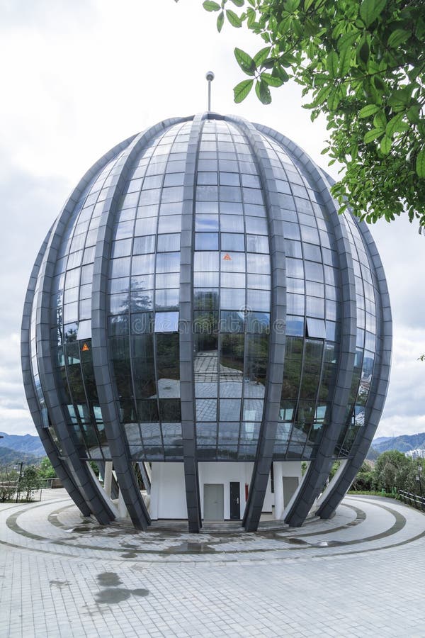 A Circular Building in the Woods Stock Image - Image of architecture ...