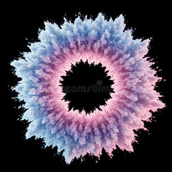 A Circular, Burst-like Pattern with a Black Central Void, Surrounded by ...