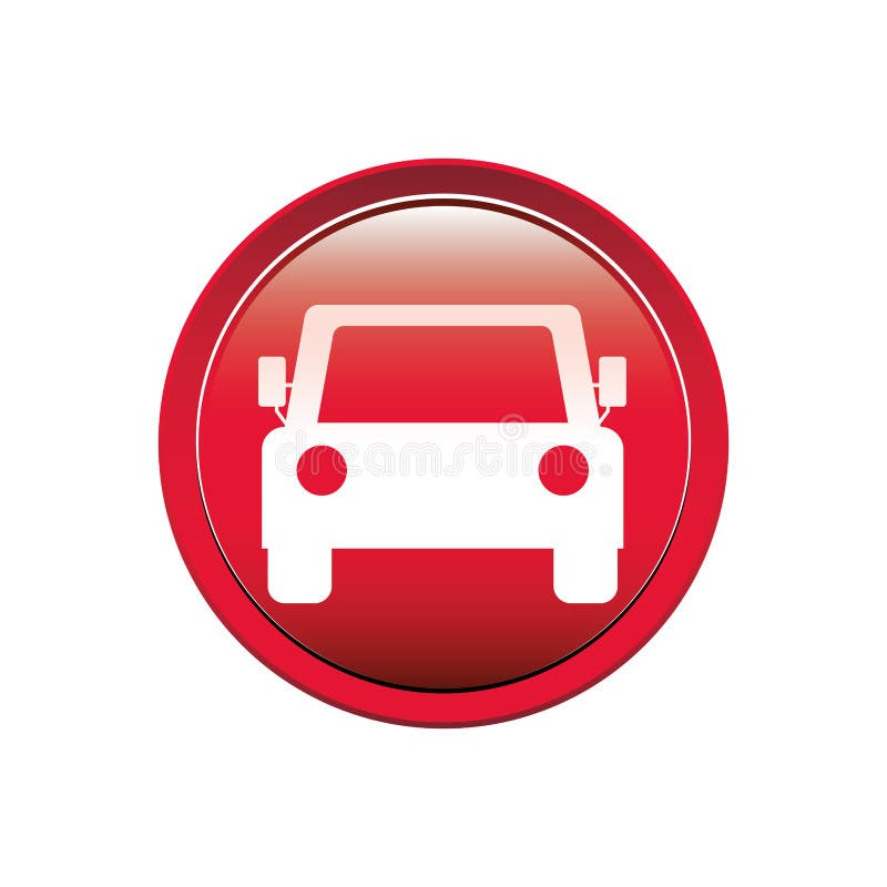 Circular Button Road Sign of Car Crossing Stock Vector - Illustration ...