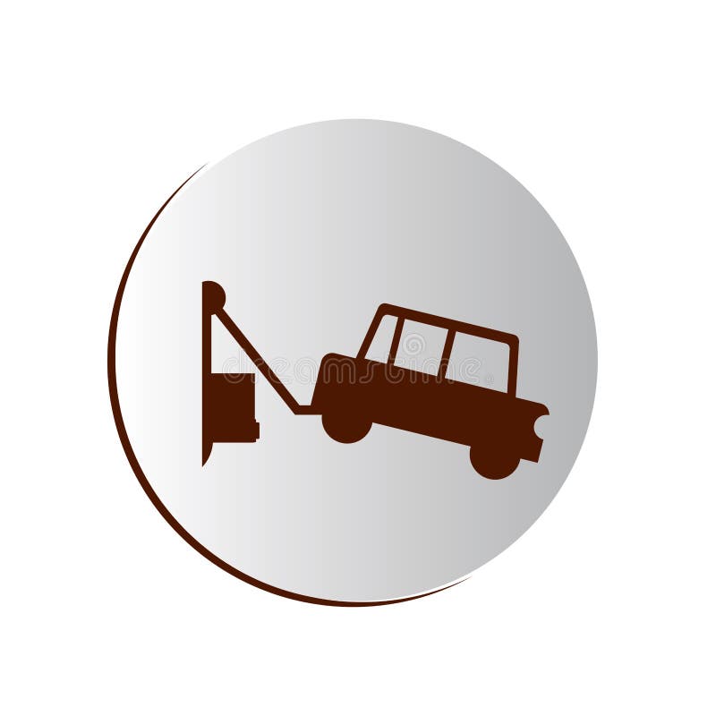 Circular Button with Tow Truck Stock Vector - Illustration of rope ...