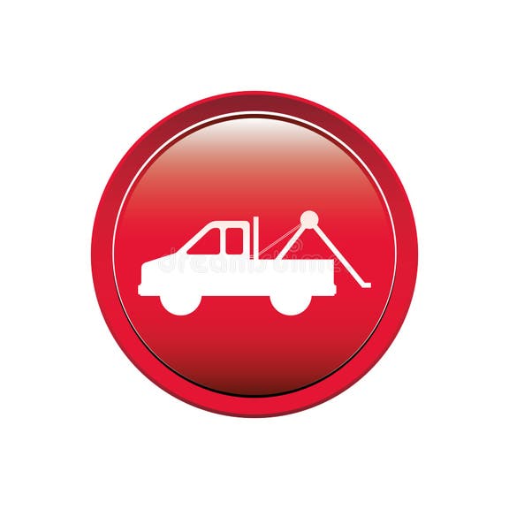 Circular Button with Tow Truck Stock Vector - Illustration of message ...