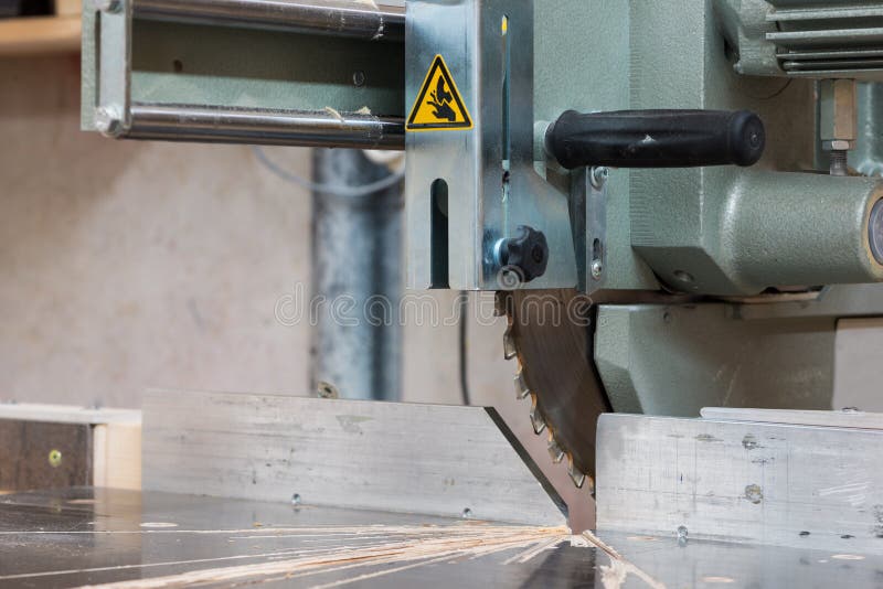 Circular Buzz Saw on Table with Rail and Grip Stock Photo - Image of ...
