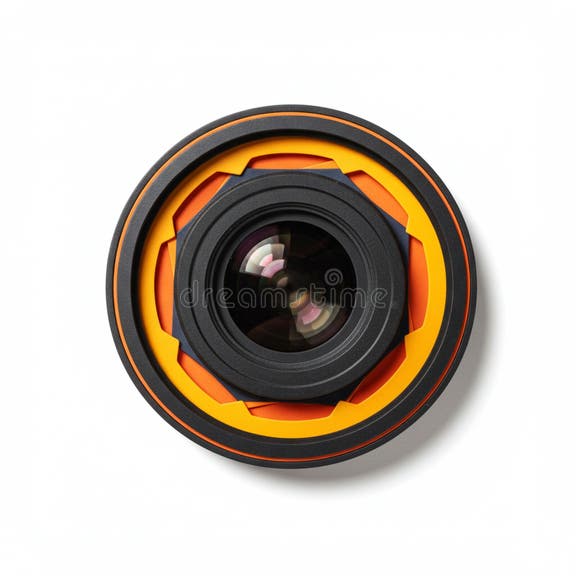 Circular Camera Lens with an Intricate Design, Featuring a Black Outer ...