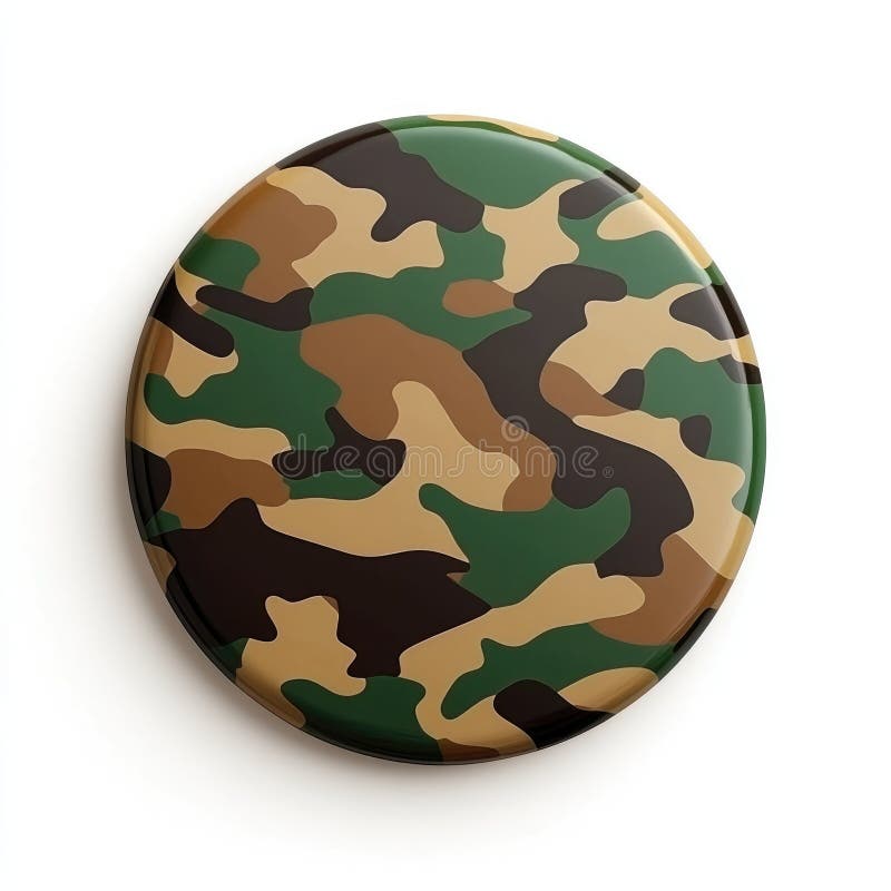 Round Camouflage Button Badge, Military Style Design Element Stock ...
