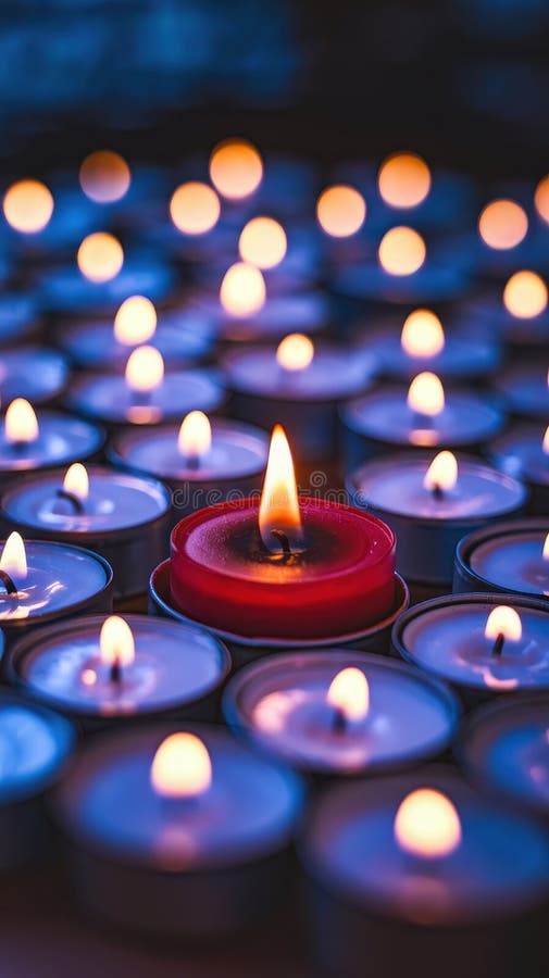 Circular Candle Arrangement with One Unlit Central Candle Stock ...