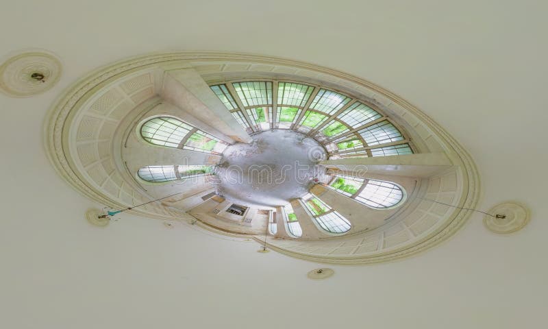 Circular Ceiling with Arched Windows Showing Trees Growing Inside ...