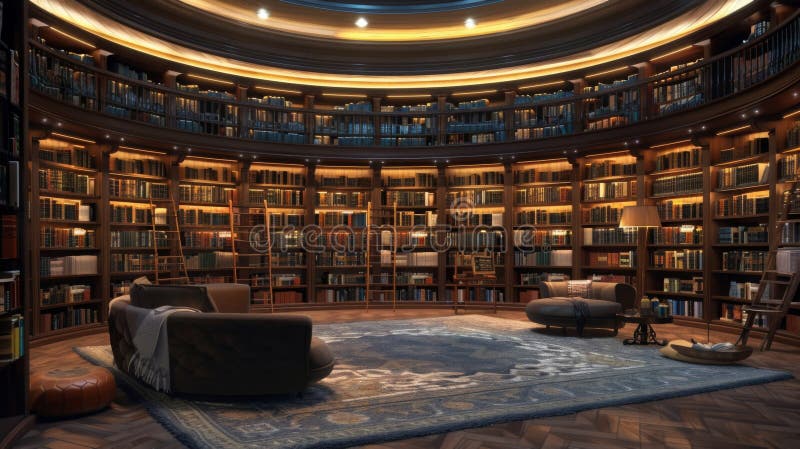 Circular Ceiling Library Filled with Books Stock Photo - Image of ...