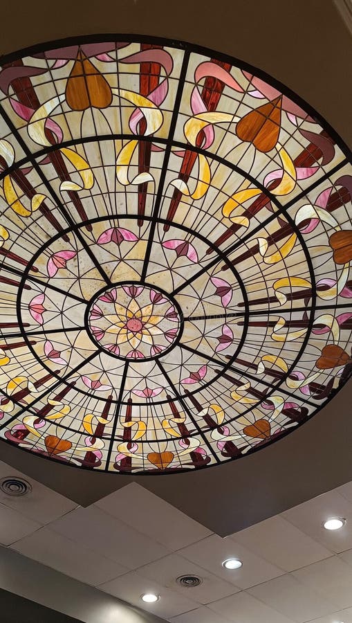Colorful Circular Ceiling Stained Glass with Vibrant Patterns and ...