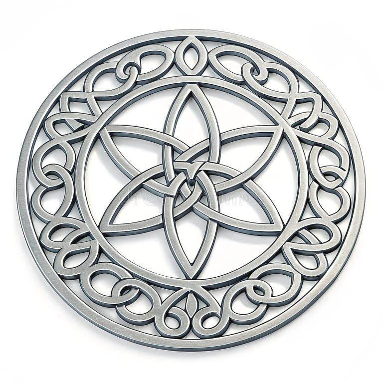 Circular Celtic Knotwork Design 3D Render, Silver, Mandala, Knot ...