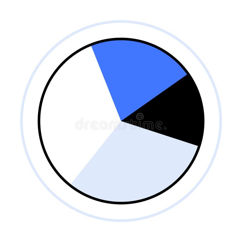 Circular Chart with Four Coloured Sections Black, Blue, Light Blue, and ...