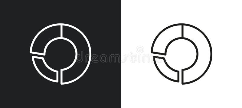 Circular Chart Outline Icon in White and Black Colors. Circular Chart ...