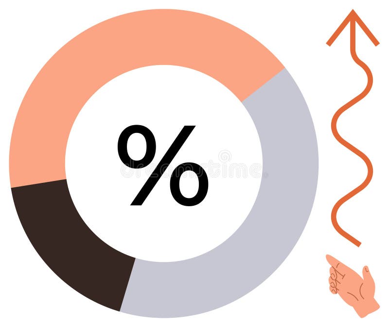 Circular Chart with Percentage Sign and Arrow Indicating Growth or ...