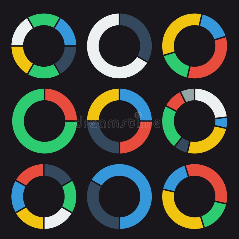Circular Chart Template Set Stock Illustration - Illustration of nine ...