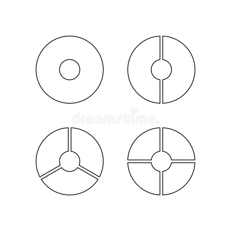 Circular Chart Templates with 1, 2, 3 and 4 Pieces. Circle Section ...