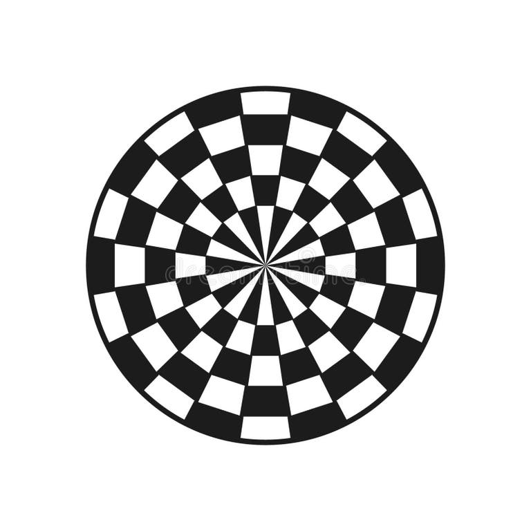 Circular Checkerboard Design. Black White Radial Pattern. Optical Illusion Texture. Bold ...