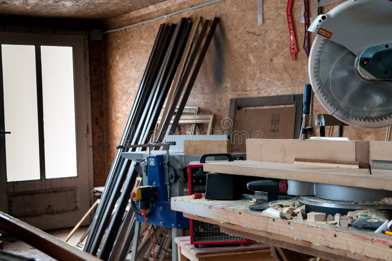 Circular Chop Saw for Cutting Picture Frames. Stock Image - Image of ...