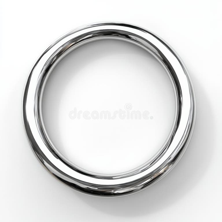 Circular Chrome Ring on White Background Reflecting Light Minimalistic ...