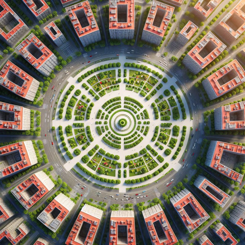 Circular Cityscape Transformed into a Mesmerizing Pattern Stock ...