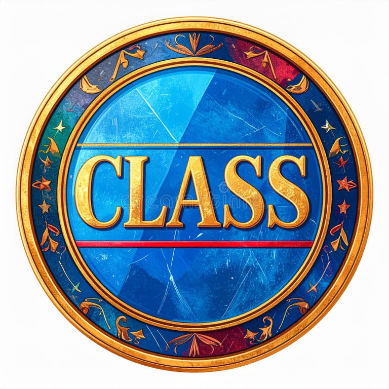 Circular Class Badge with Gold Frame and Blue Center Stock Illustration ...