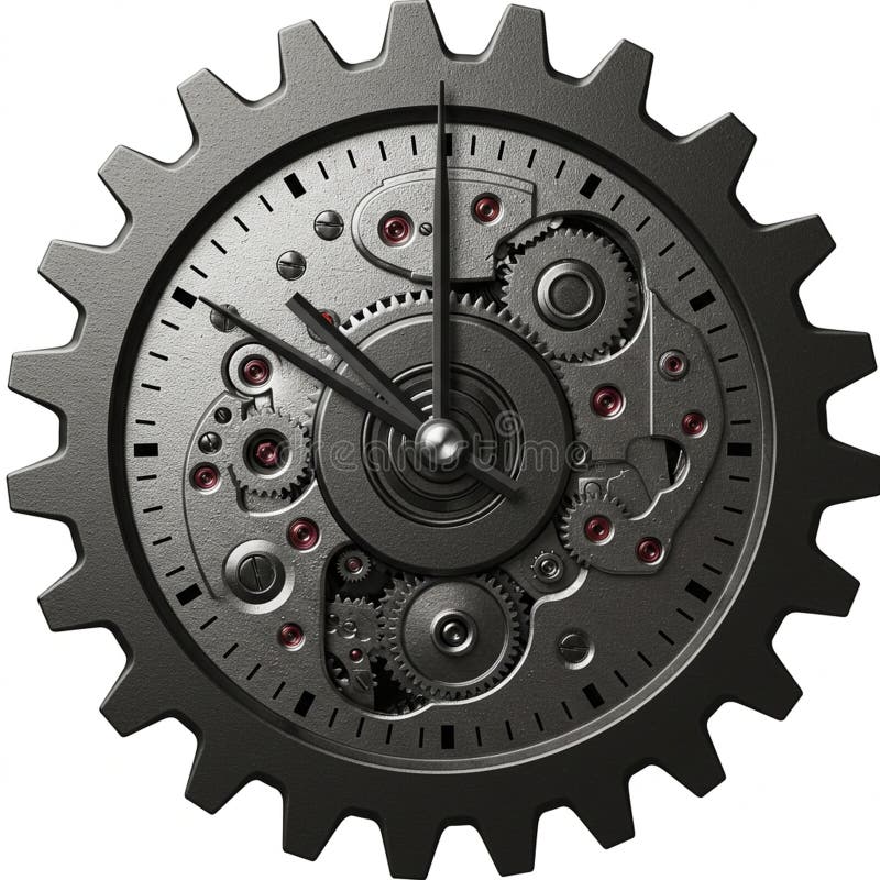 Circular Clock Composed of Interlocking Metallic Gears and Cogs ...