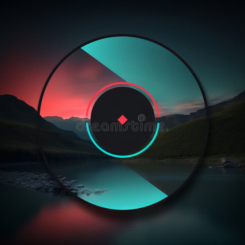 A Circular Clock with a Red Blue and Green Design Stock Illustration ...