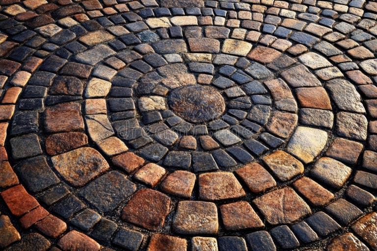 Circular Cobblestone Pavement Creates Stunning Visual Design with ...