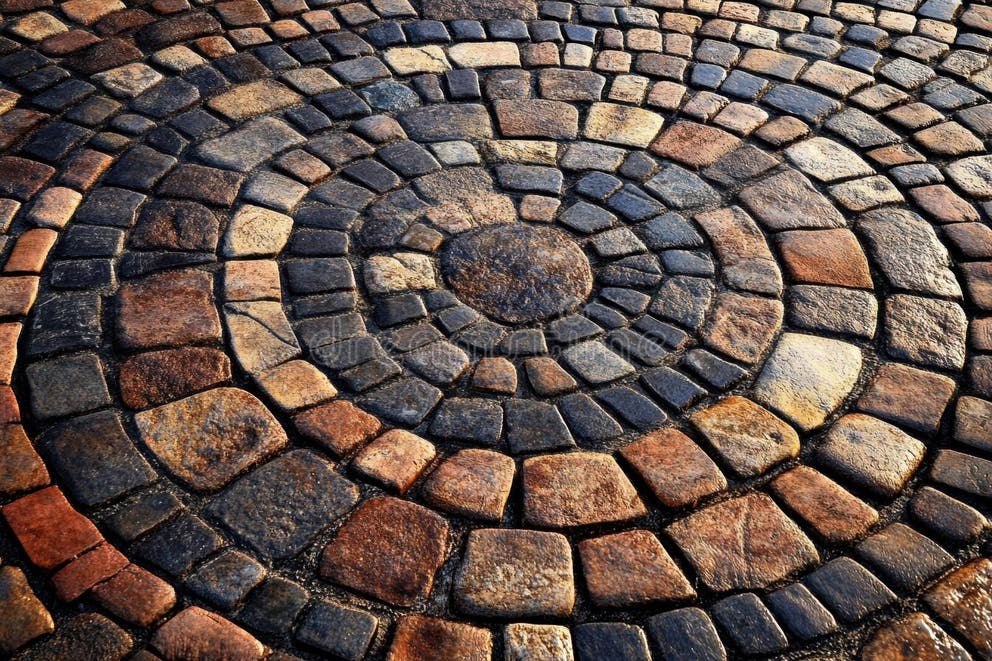 Circular Cobblestone Pavement Creates Stunning Visual Design with ...
