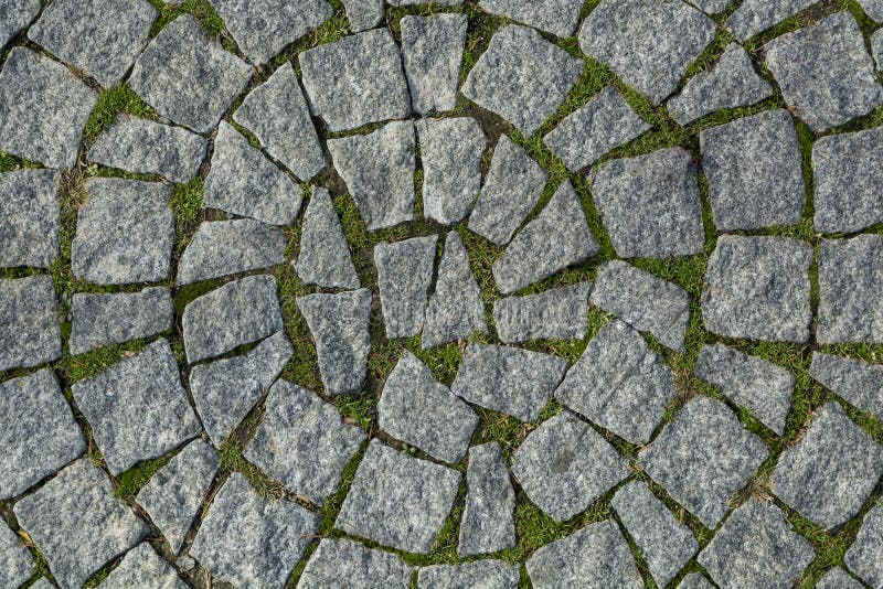 Cobblestone Texture with Grass between Blocks Stock Photo - Image of ...