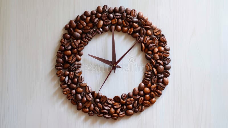 Circular Coffee Bean Clock on White Surface a Unique Wall Clock Created ...