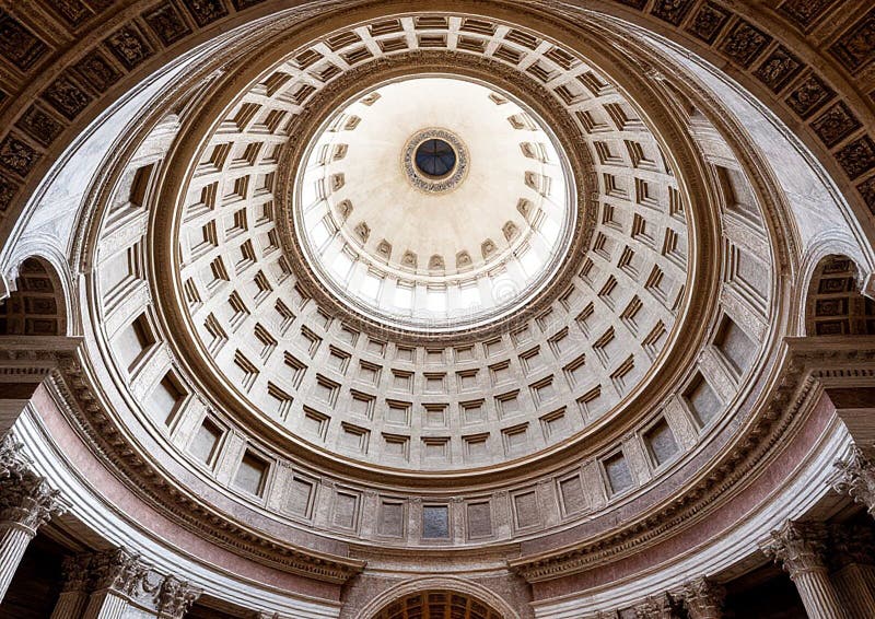 Circular Coffered Dome with an Oculus at the Center, Allowing Light To ...
