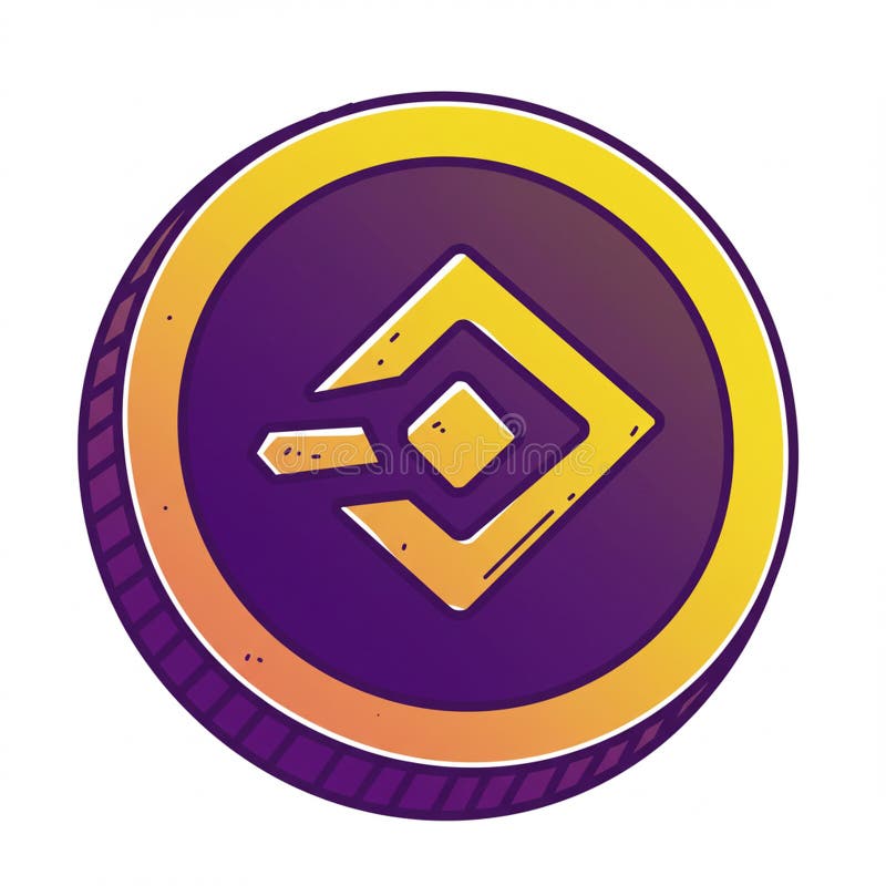 Circular Coin Design with a Digital, Stylized Look, Featuring a Purple ...