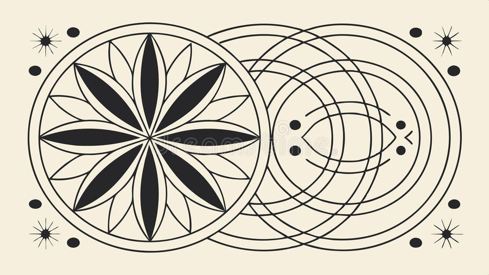 Circular Compass Rose Geometric Pattern Navigation Symbol Vector Design ...