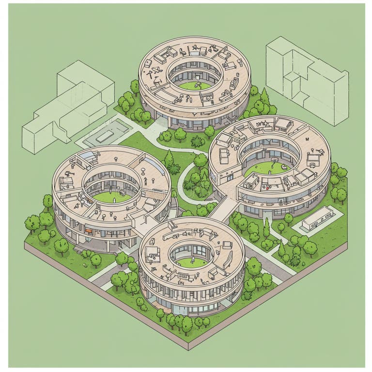 Interconnected Courtyards Stock Illustrations – 78 Interconnected ...