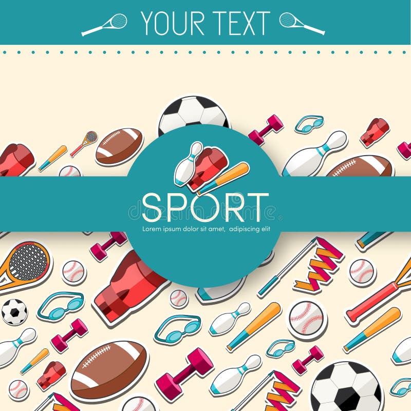 Circular Concept of Sports Equipment Sticker Stock Vector ...