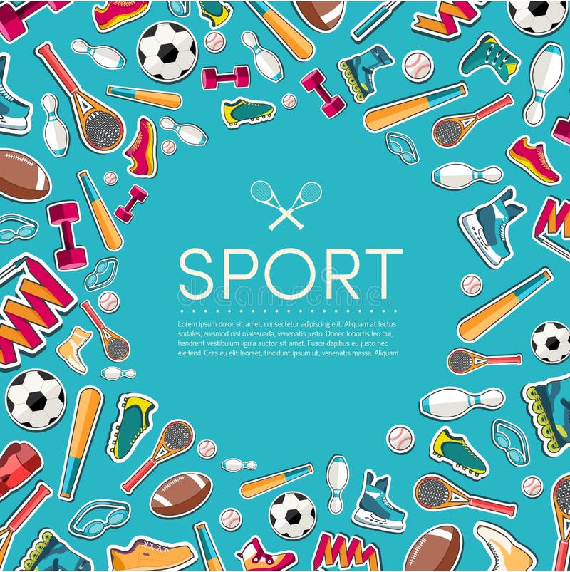 Circular Concept of Sports Equipment Sticker Stock Vector ...