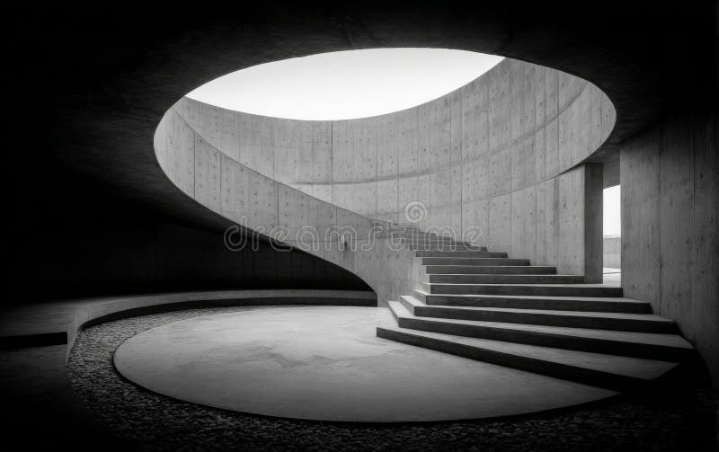 Circular Concrete Staircase in Modern Building Stock Illustration ...