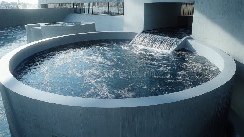 Modern Water Treatment Facility Stock Illustration - Illustration of ...