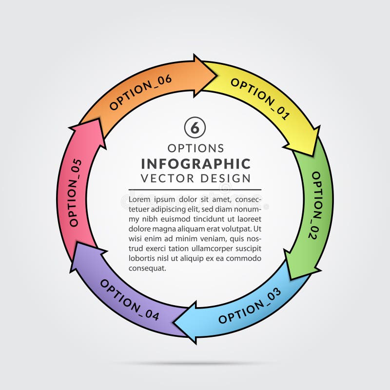 Circular Connected Infographic Charts with 6 Options. Circle ...