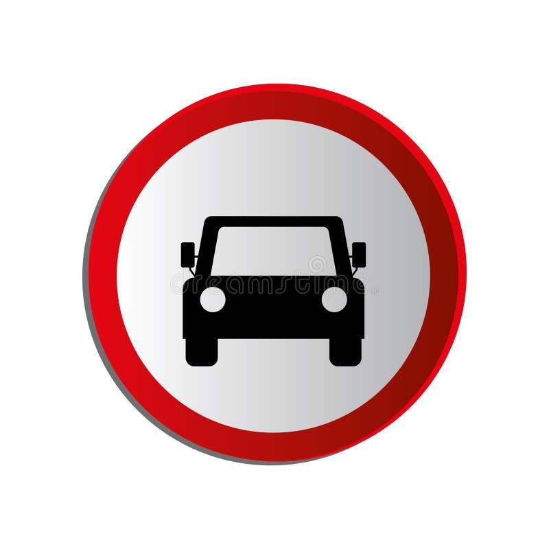 Circular Contour Road Sign of Car Crossing Stock Vector - Illustration ...