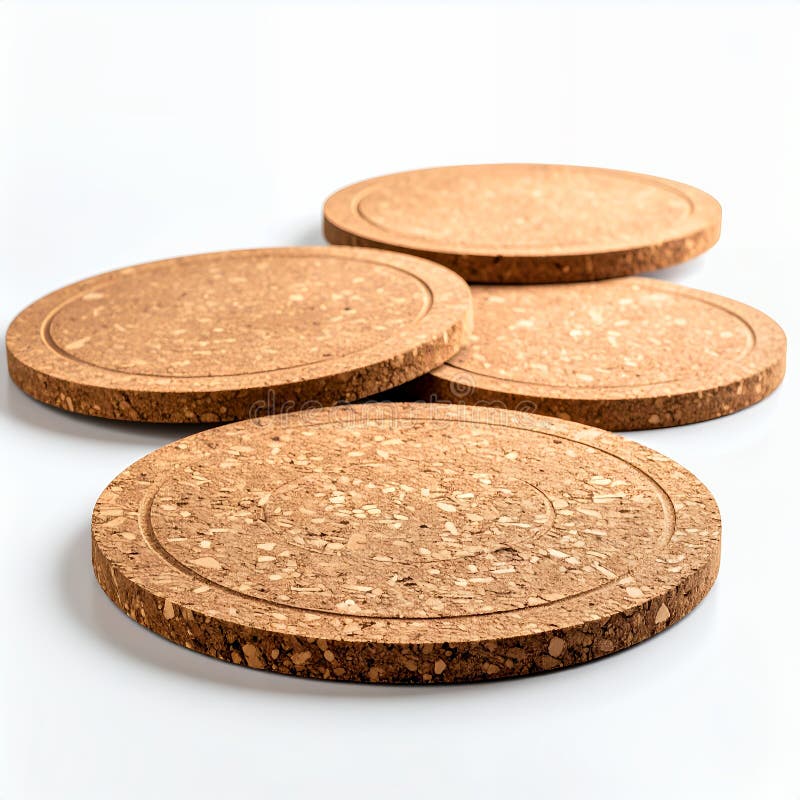 Circular Cork Coasters for Beverage Placement Showing Natural Texture ...