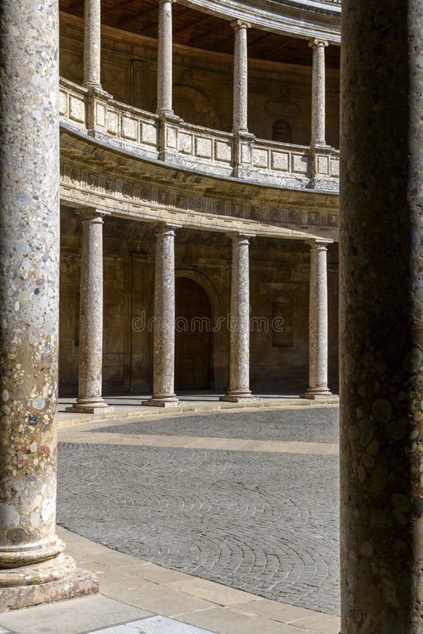 Circular Courtyard of the Palace of Charles V La Alhambra Stock Image ...