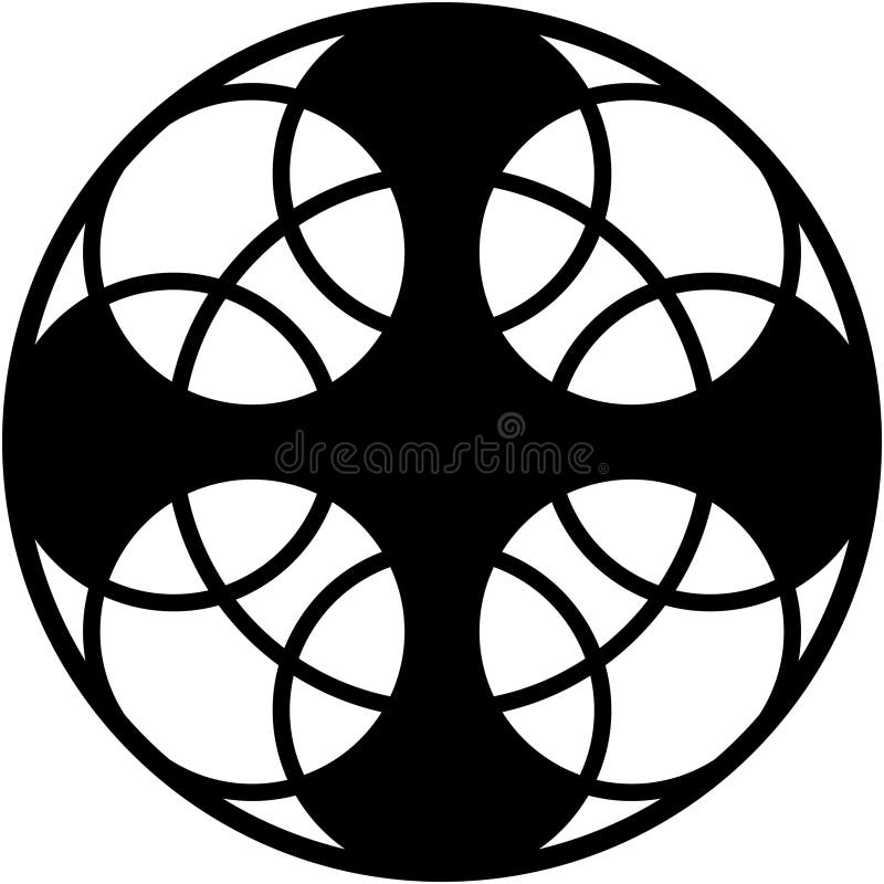 Circular Cross Pattern Constructed from Interconnected Black Circles ...