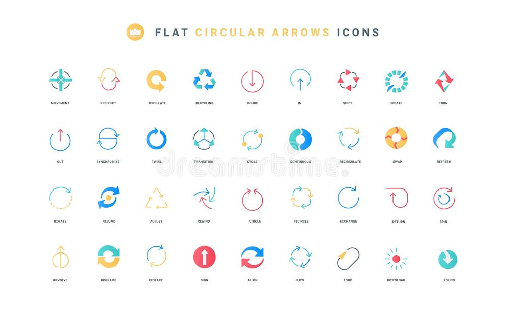 Circular and Curved Cycle Arrows, Loading Upgrade Bar, Spin Movement ...