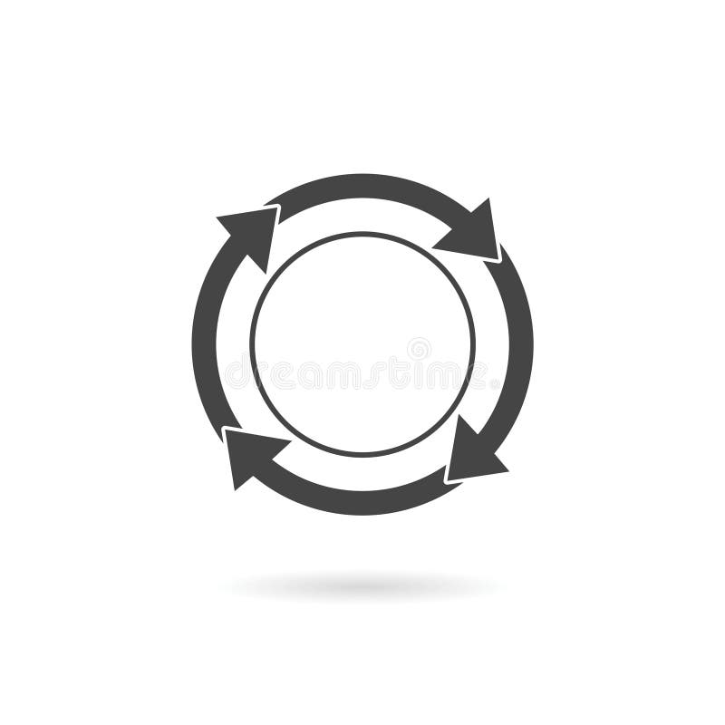 Circular Cycle of Arrows Icon with Shadow Stock Vector - Illustration ...