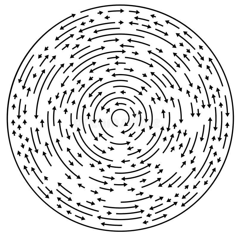 Circular, Cyclic Spiral, Vortex Element. Grayscale Rotating Shape ...