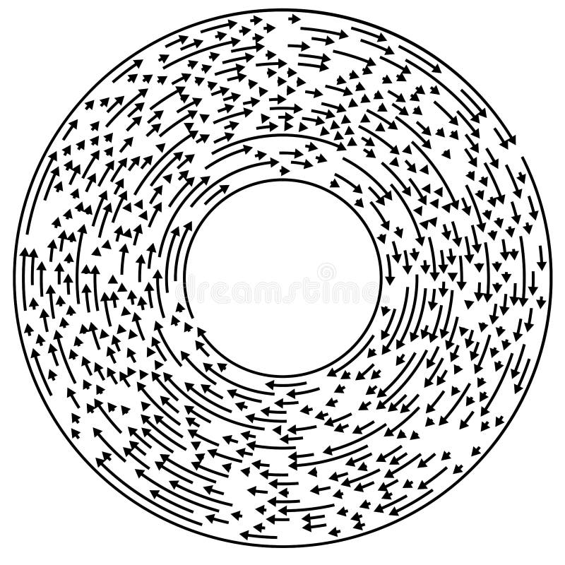 Circular, Cyclic Spiral, Vortex Element. Grayscale Rotating Shape ...