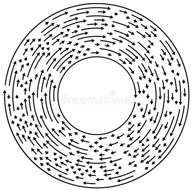 Circular, Cyclic Spiral, Vortex Element. Grayscale Rotating Shape ...