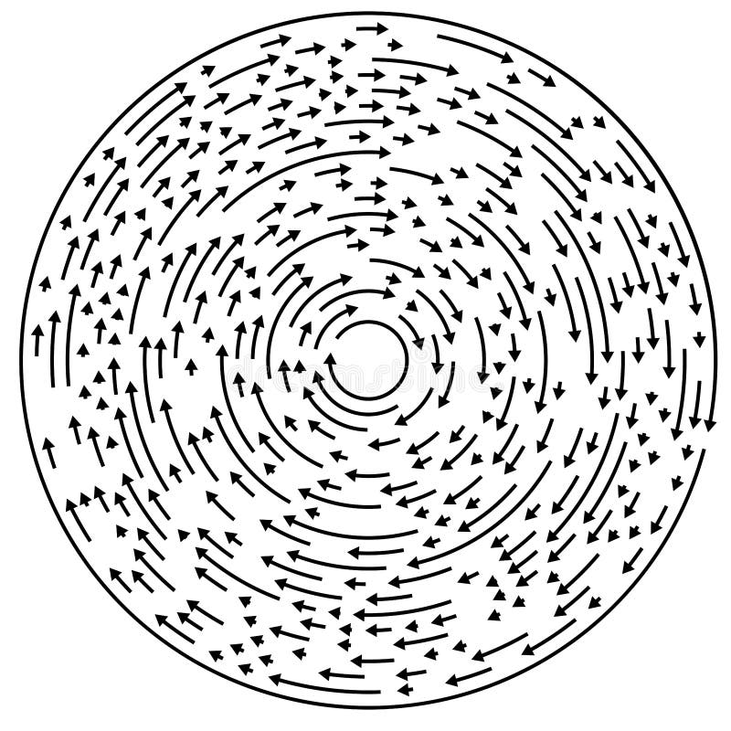 Circular, Cyclic Spiral, Vortex Element. Grayscale Rotating Shape ...