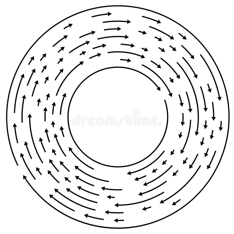 Circular, Cyclic Spiral, Vortex Element. Grayscale Rotating Shape ...
