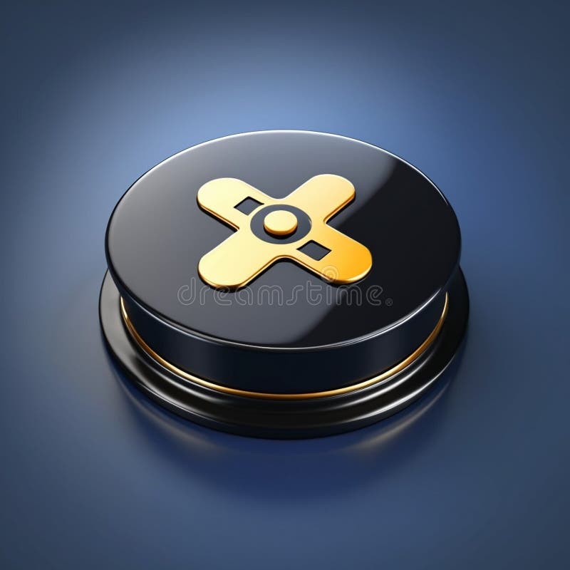 Circular 3D Emblem with a Glossy Black Stock Illustration ...